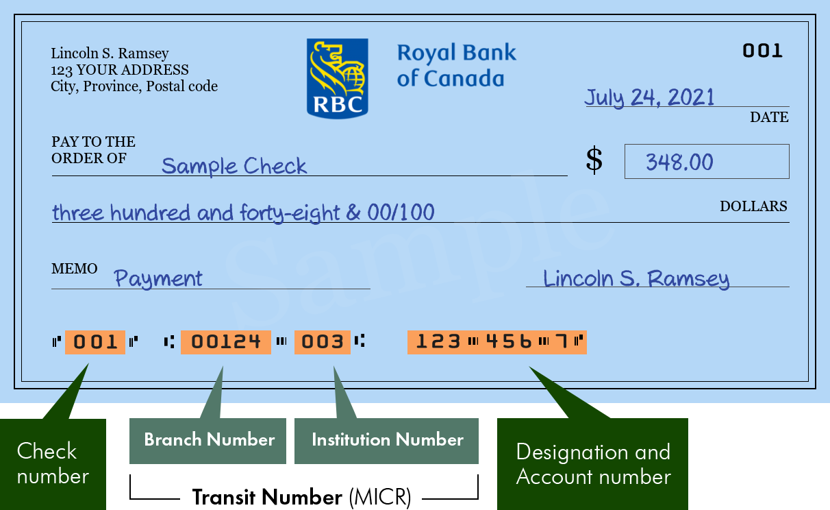 00124-003 — Transit Number for the Royal Bank Of Canada in Burlington