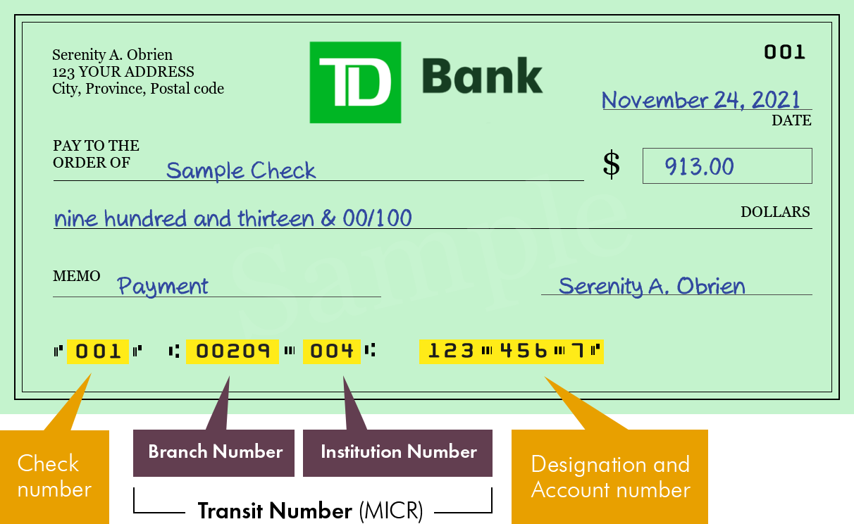 00209-004 — Transit Number for the The Toronto-dominion Bank in Calgary