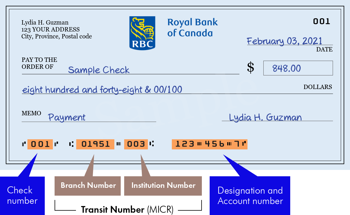 01951-003 — Transit Number for the Royal Bank Of Canada in Saint-Hubert
