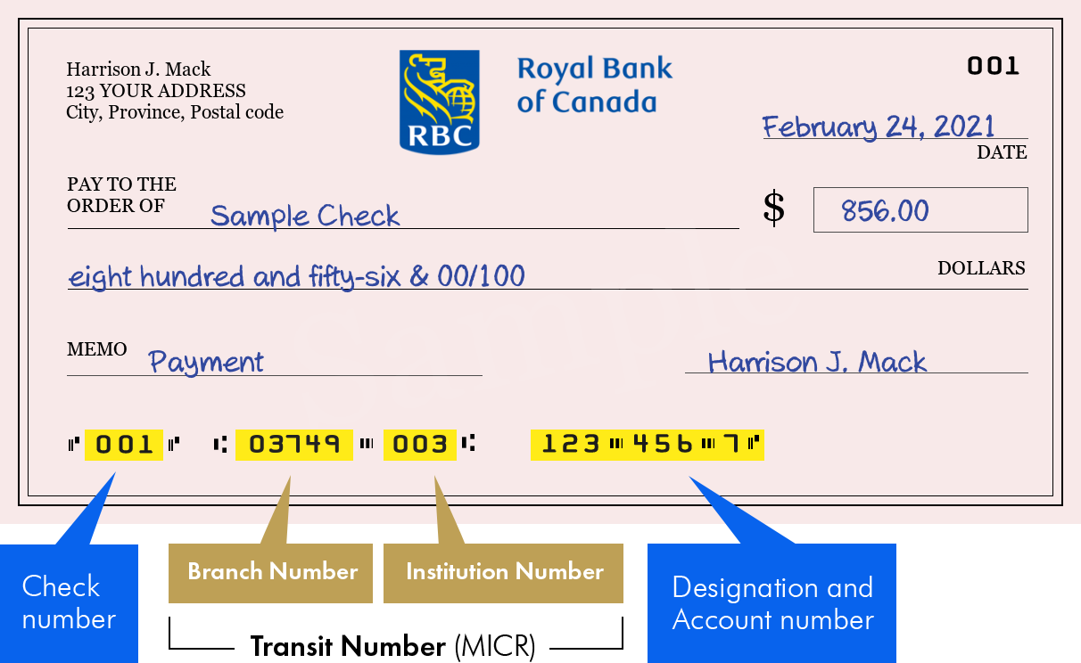 03749-003 — Transit Number for the Royal Bank Of Canada in Edmonton