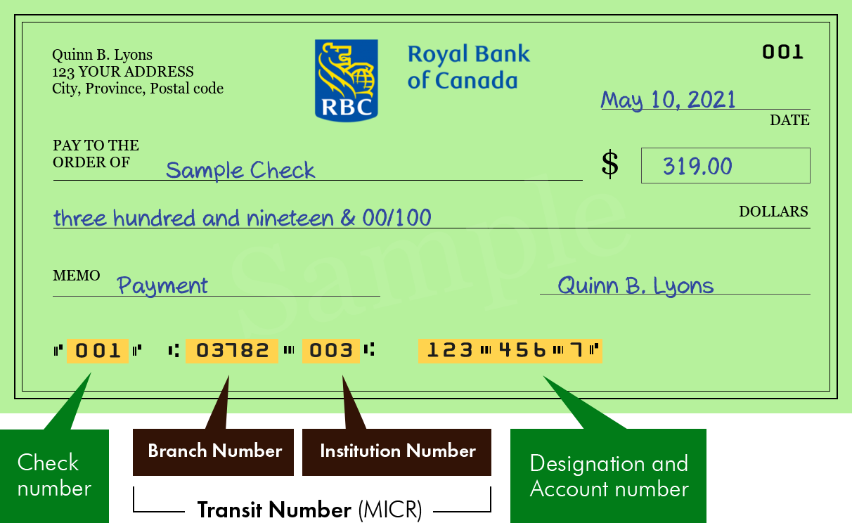 03782-003 — Transit Number for the Royal Bank Of Canada in Peterborough