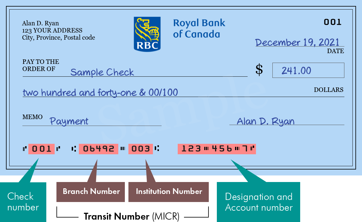 06492-003 — Transit Number for the Royal Bank Of Canada in Scarborough
