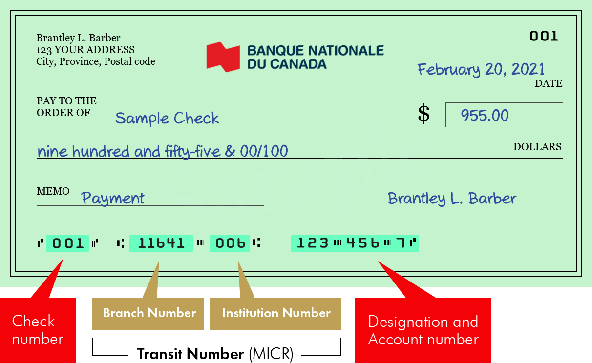 000611641 — Routing Number for the Banque Nationale Du Canada in Montreal