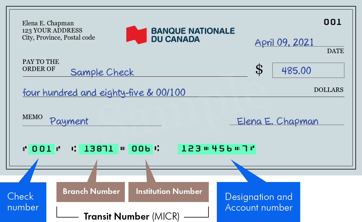 000613871 — Routing Number for the Banque Nationale Du Canada in Ferme ...