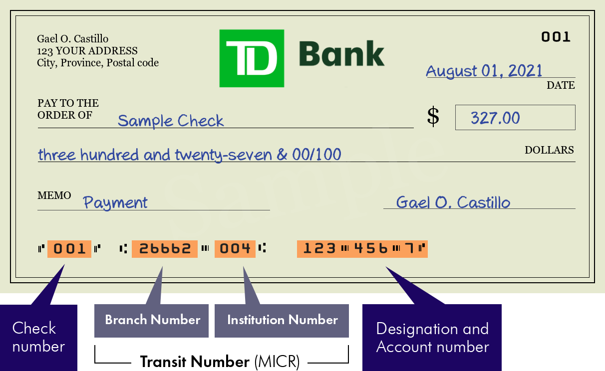 26662-004 — Transit Number for the The Toronto-dominion Bank in Huntsville