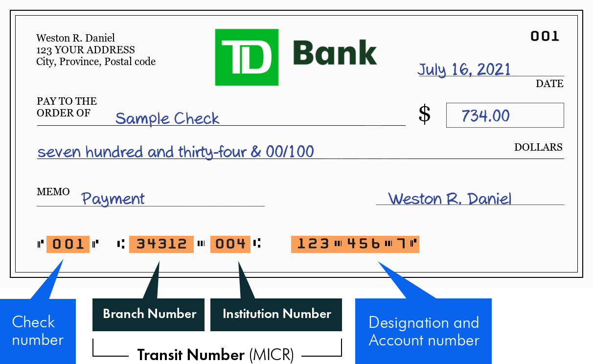 34312-004 — Transit Number for the The Toronto-dominion Bank in ...