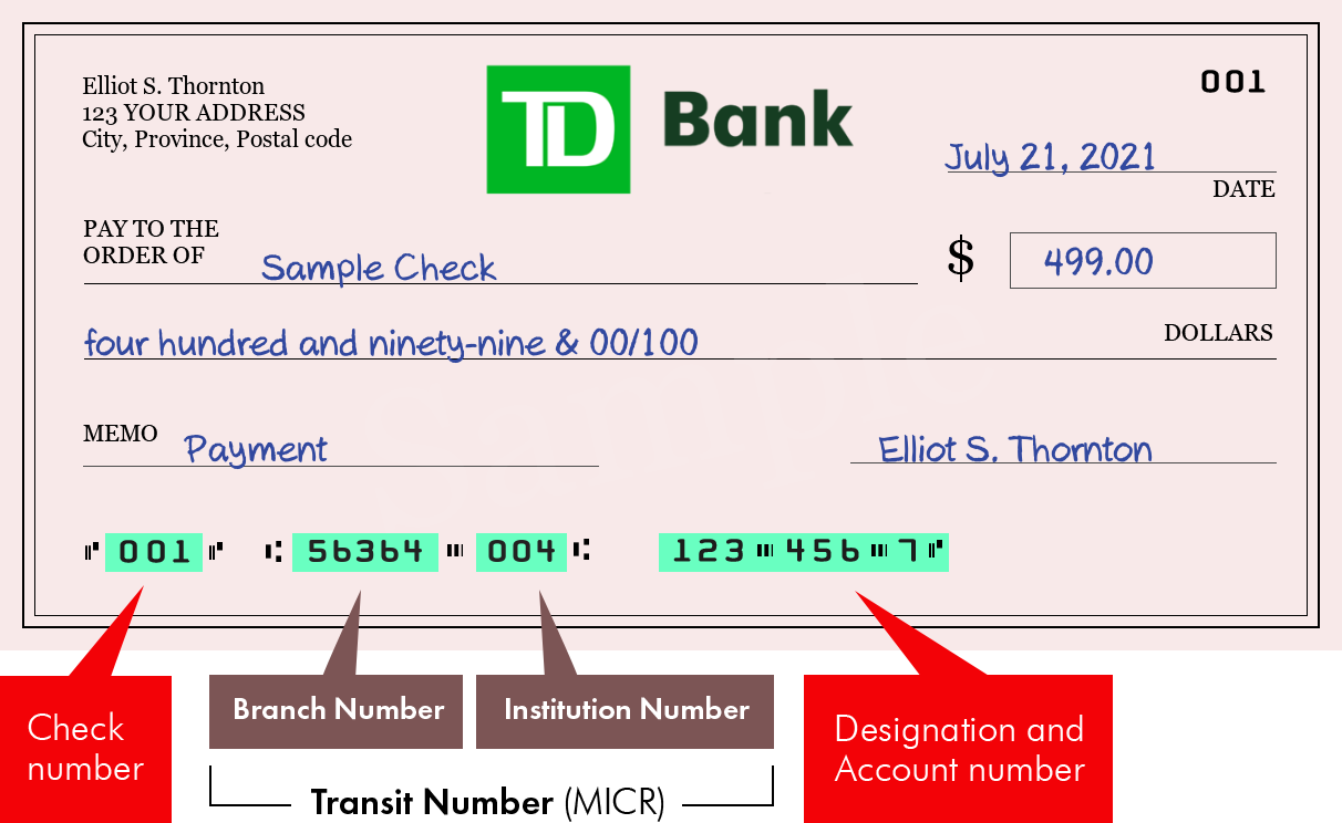 56364-004 — Transit Number for the The Toronto-dominion Bank in Moncton