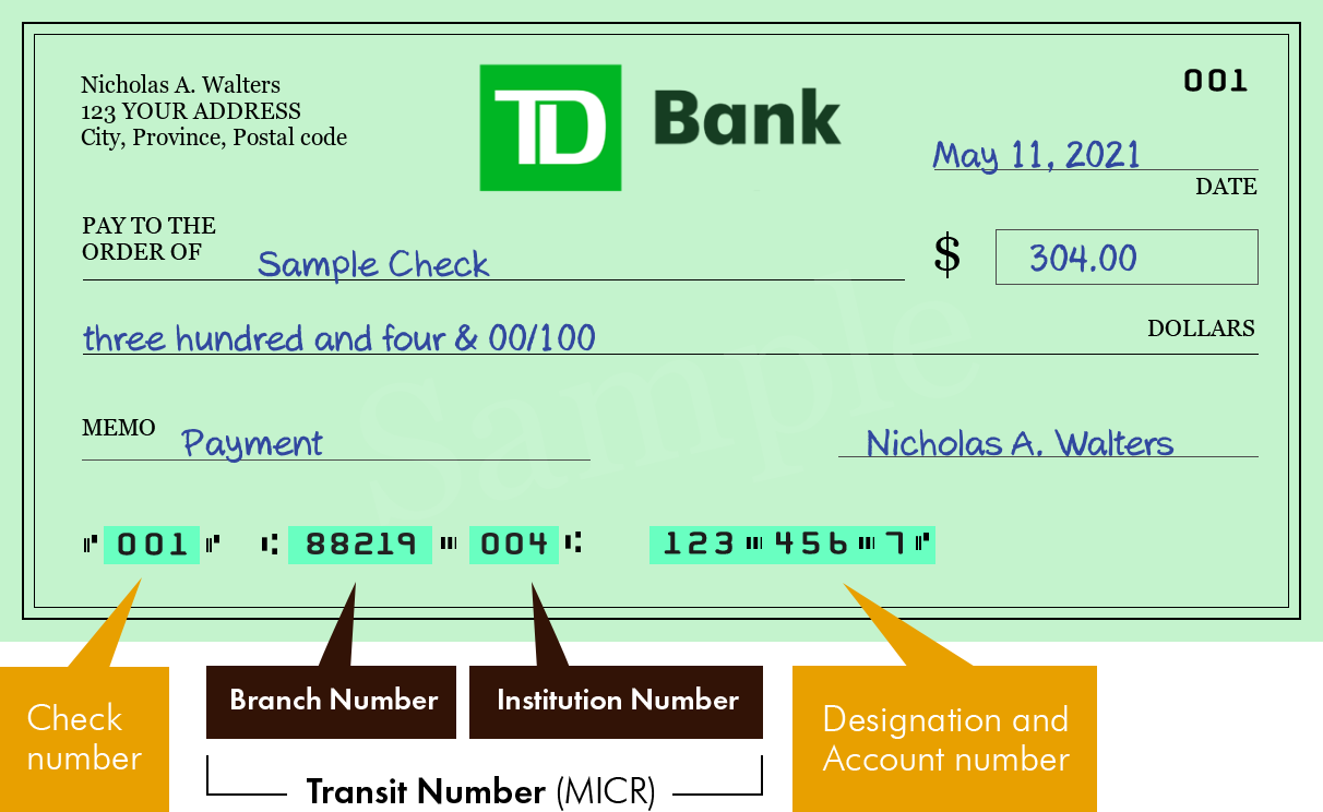88219-004 — Transit Number for the The Toronto-dominion Bank in Calgary
