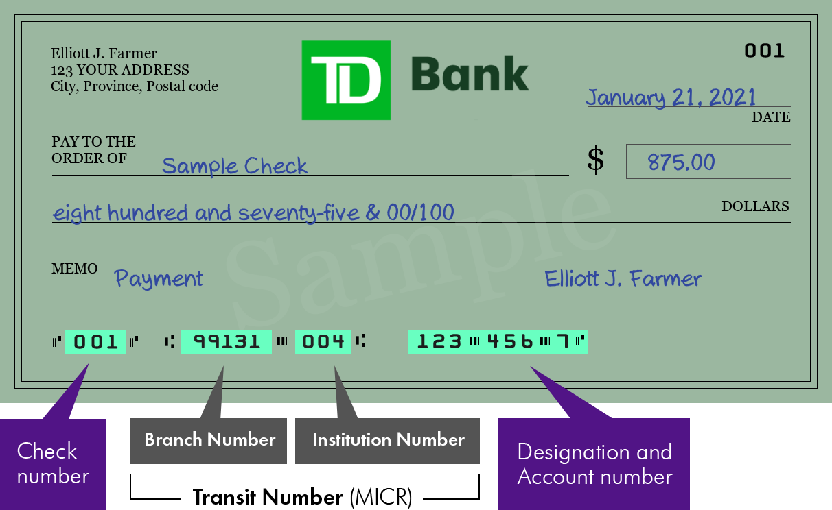 000499131 — Routing Number for the The Toronto-dominion Bank in Verdun