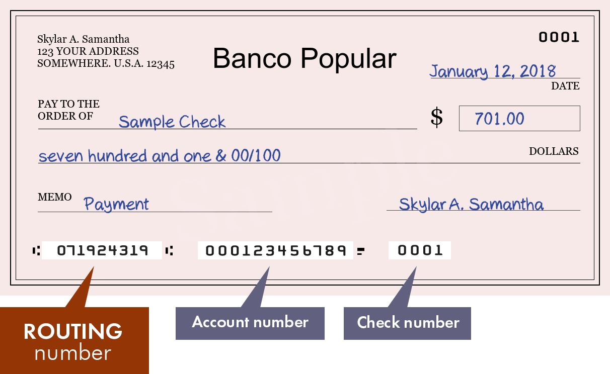 071924319 Routing Number Of Banco Popular In New York 071924319 Routing Number Of Banco Popular In New York
