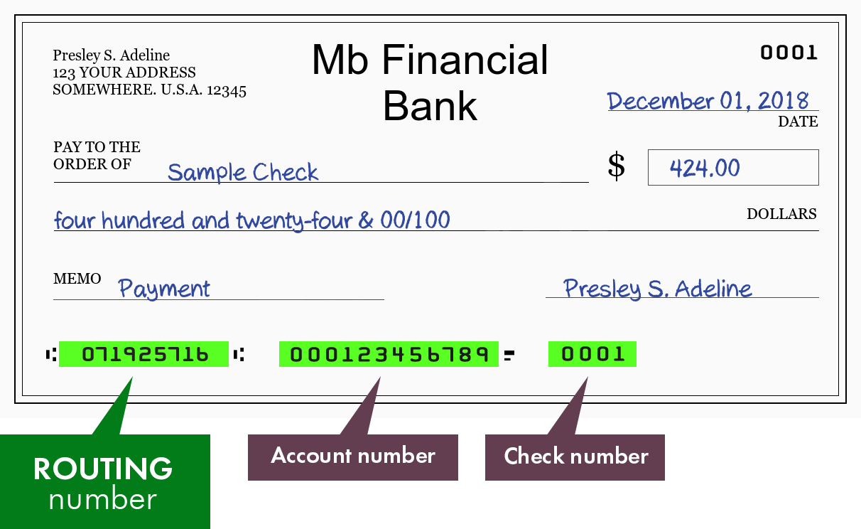 Mb Financial Bank - search routing numbers, addresses and phones of ...