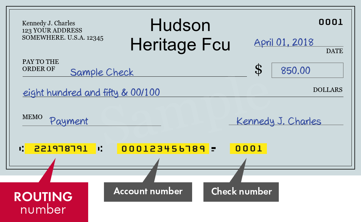 221978791 — Routing Number of Hudson Heritage Fcu in Middletown