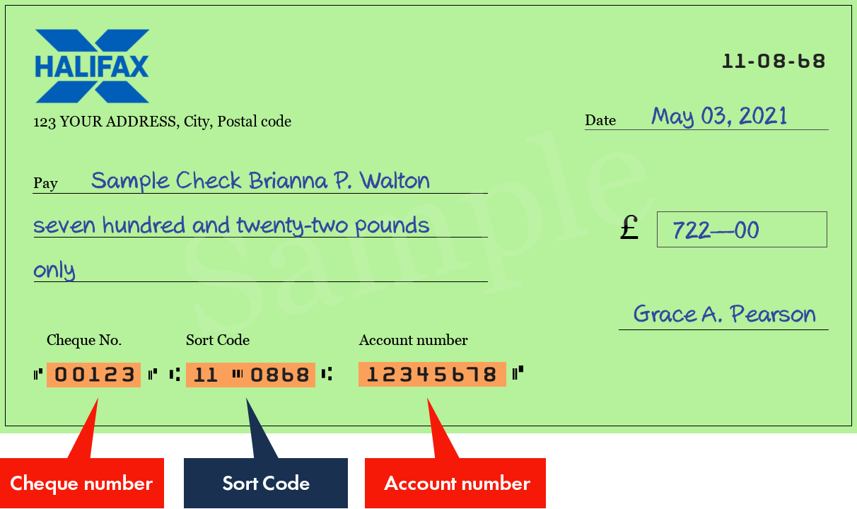 Sort Code 110868 of Halifax in Leeds