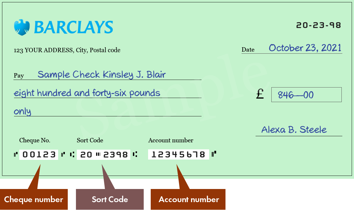 Sort Code 202398 of Barclays Bank plc in Leicester