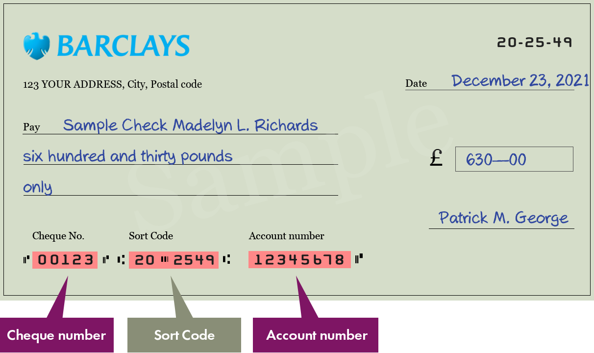 Sort Code 202549 of Barclays Bank plc in Leicester