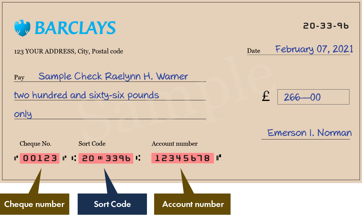 Sort Code 203396 Of Barclays Bank Plc In Leicester Sort Code 203396 Of Barclays Bank Plc In Leicester