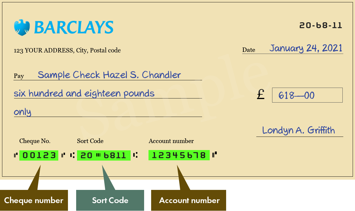 Sort Code 206811 of Barclays Bank plc in Leicester