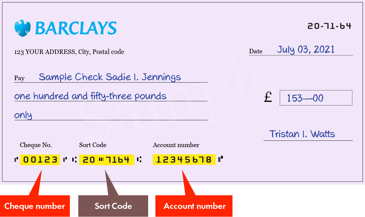 Sort Code 207164 of Barclays Bank plc in Leicester