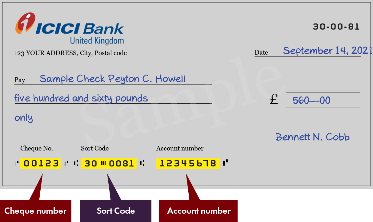 Sort Code 300081 Of Icici Bank UK Plc In London Sort Code 300081 Of Icici Bank UK Plc In London