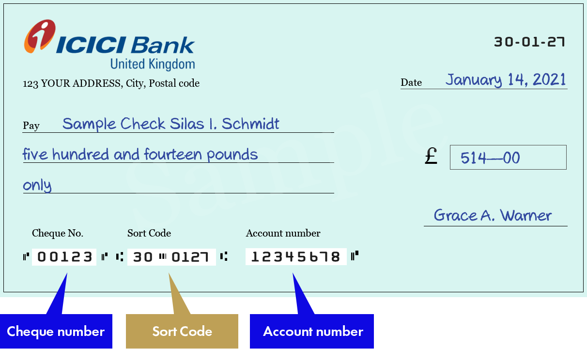 Sort Code 300127 Of Icici Bank UK Plc In London Sort Code 300127 Of Icici Bank UK Plc In London