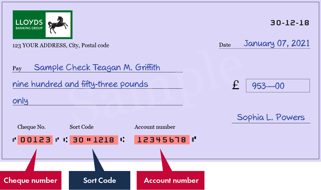 Sort Code 301218 Of Lloyds Bank Plc In London Sort Code 301218 Of Lloyds Bank Plc In London