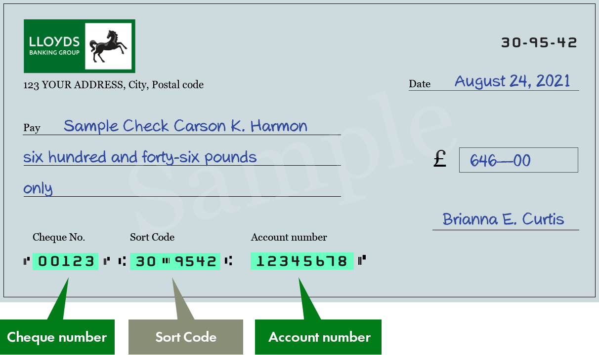 Sort Code 309542 Of Lloyds Bank Plc In Chelmsford Sort Code 309542 Of Lloyds Bank Plc In Chelmsford