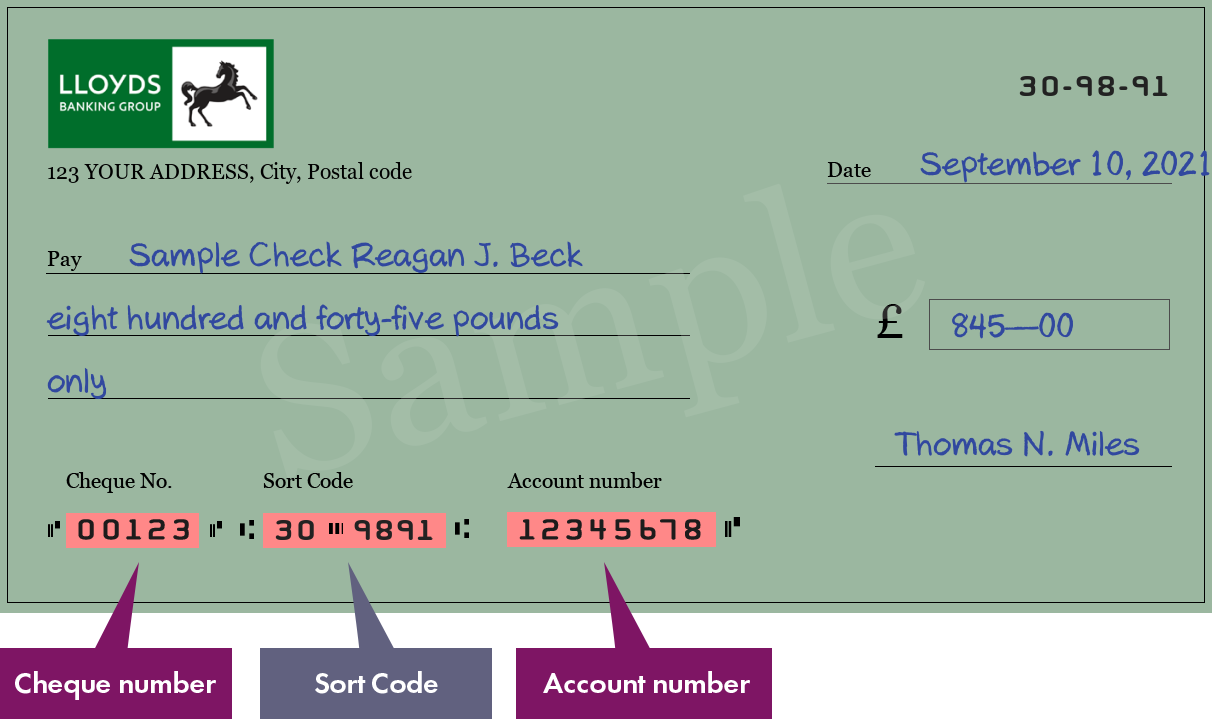 Sort Code 309891 Of Lloyds Bank Plc In Chelmsford Sort Code 309891 Of Lloyds Bank Plc In Chelmsford