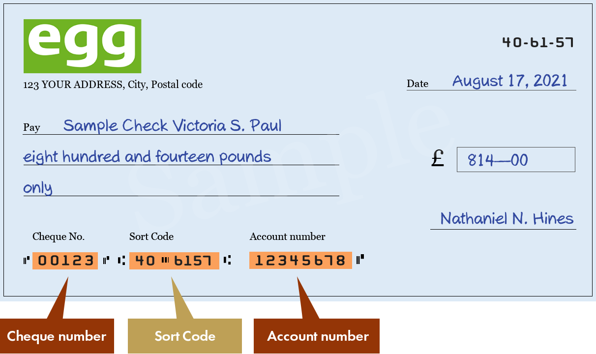 Sort Code 406157 of Egg Banking plc in London