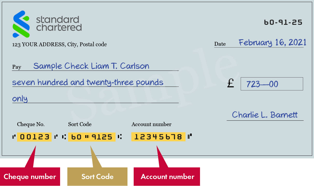 Sort Code 609125 Of Standard Chartered Bank In London Sort Code 609125 Of Standard Chartered Bank In London