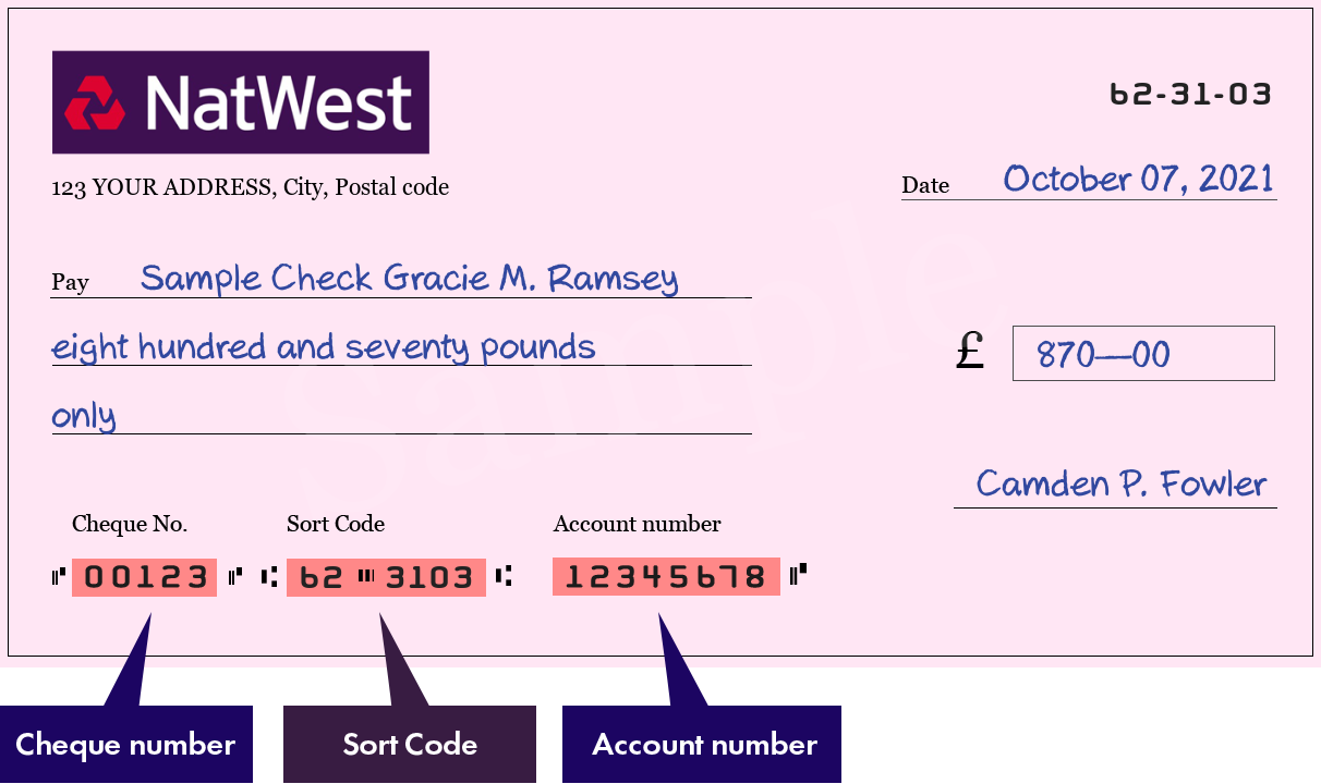 Sort Code 623103 of National Westminster Bank plc in London