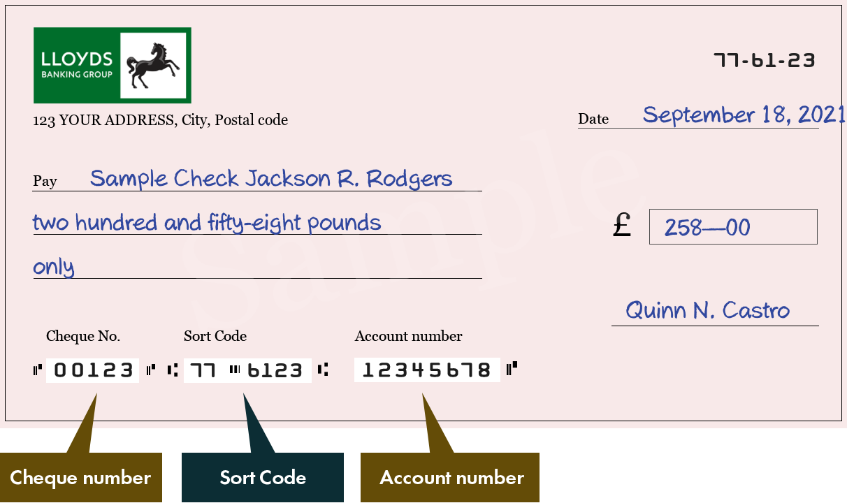 Sort Code 776123 Of Lloyds Bank Plc In Bristol