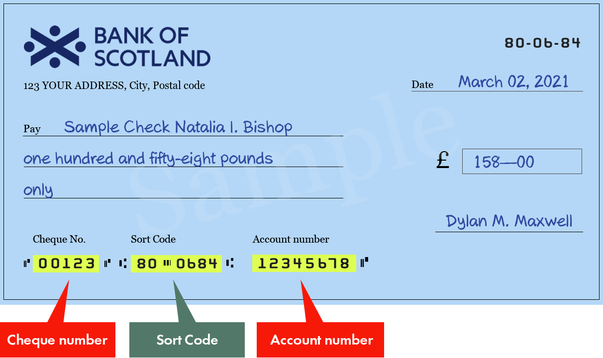 Sort Code 800684 of Bank of Scotland plc in Edinburgh