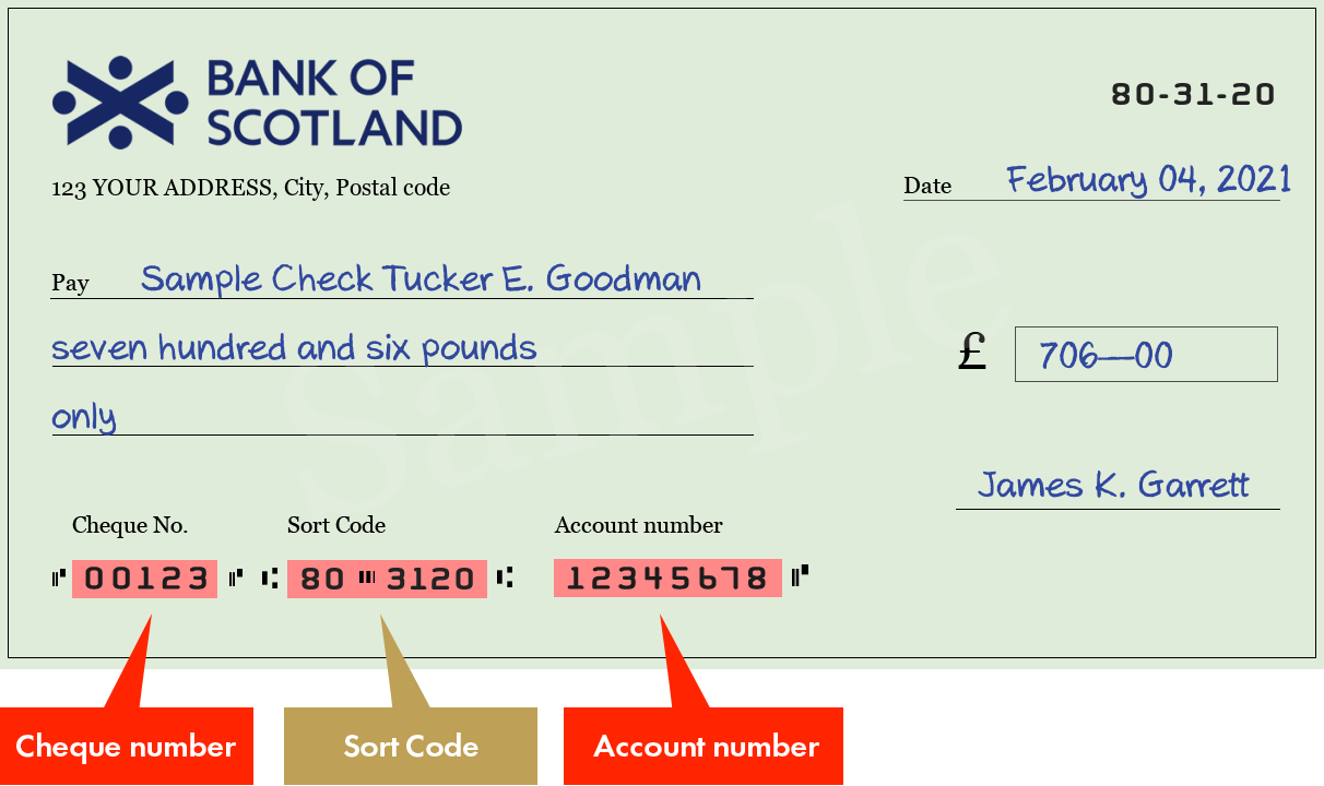 Sort Code 803120 of Bank of Scotland plc in Edinburgh