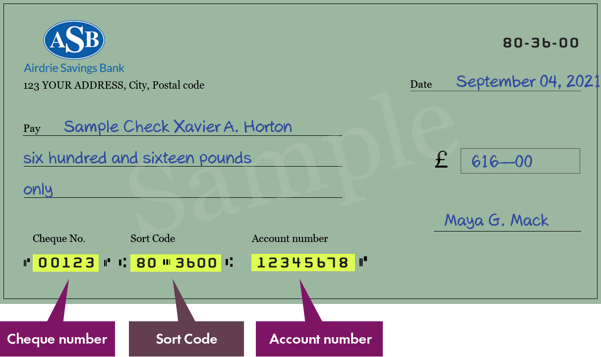 Sort Code 803600 Of Airdrie Savings Bank In Airdrie