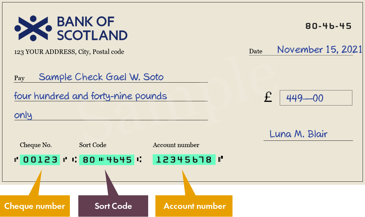 Sort Code 804645 of Bank of Scotland plc in Edinburgh