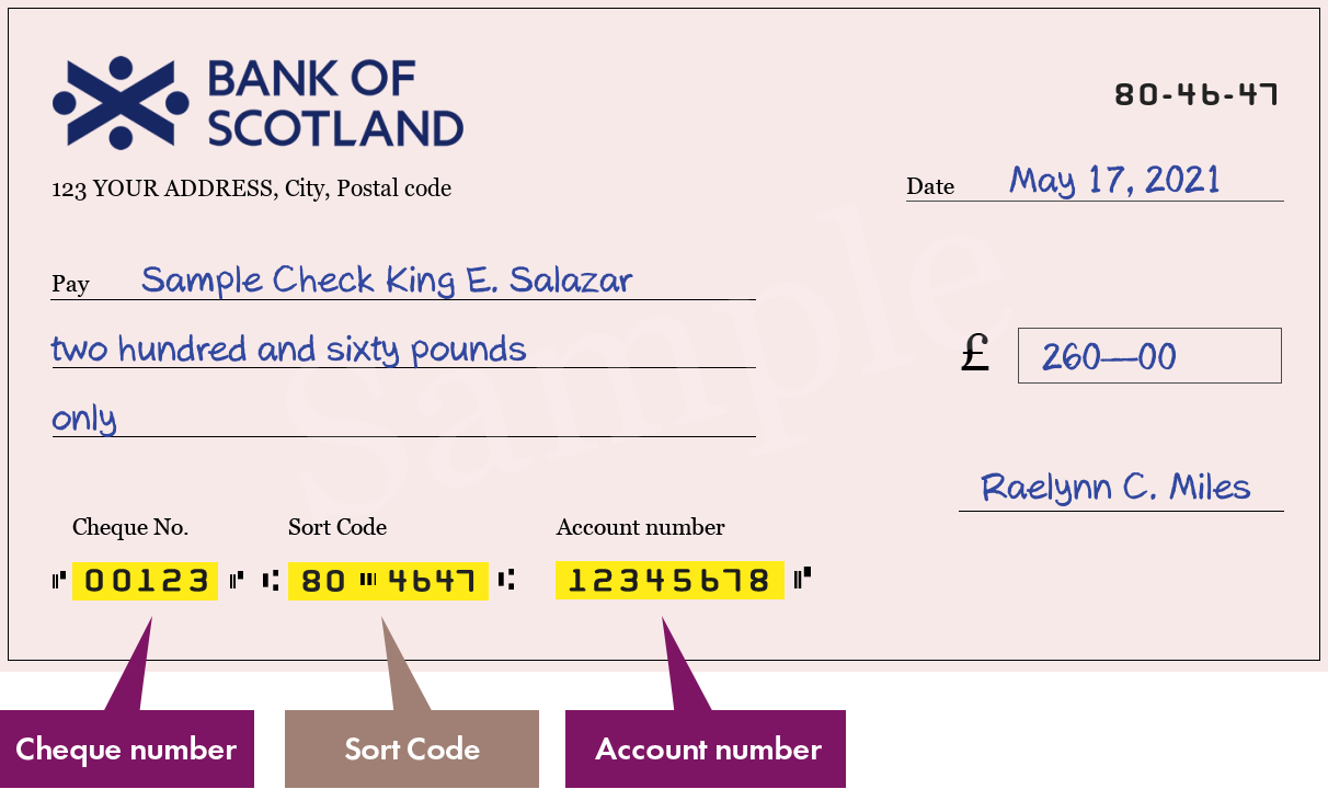Sort Code 804647 of Bank of Scotland plc in Edinburgh