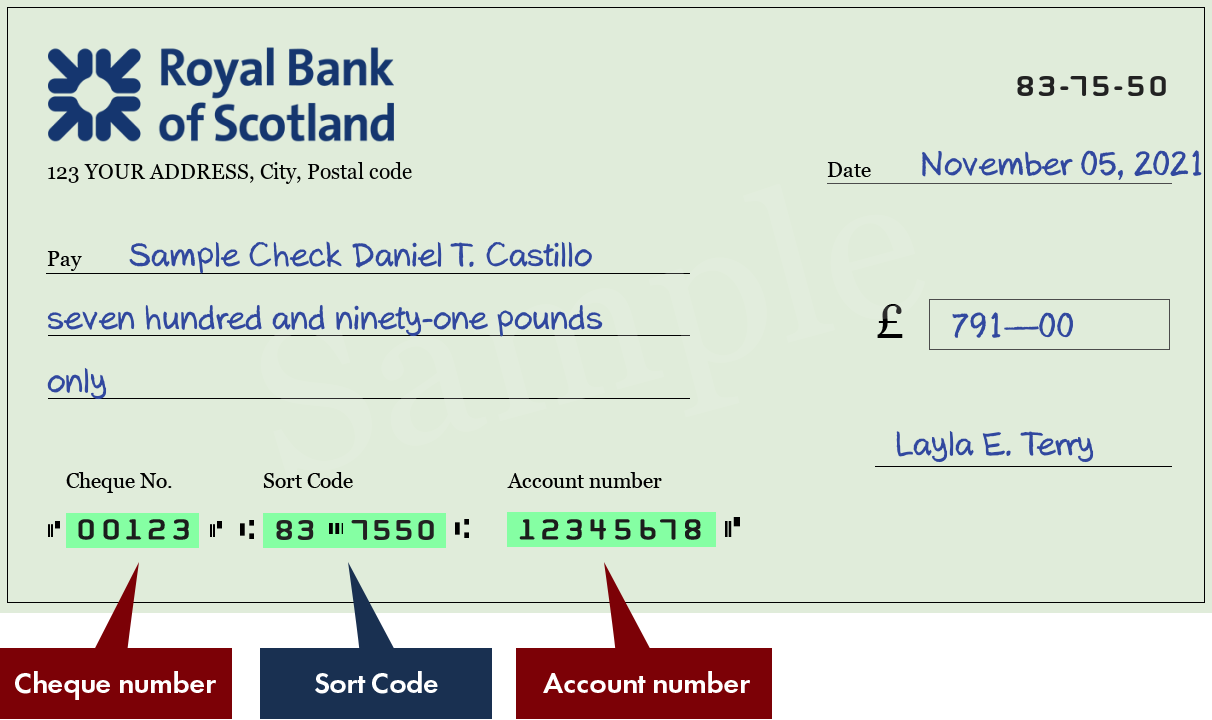 Sort Code 837550 of RBS Royal Bank of Scotland in London